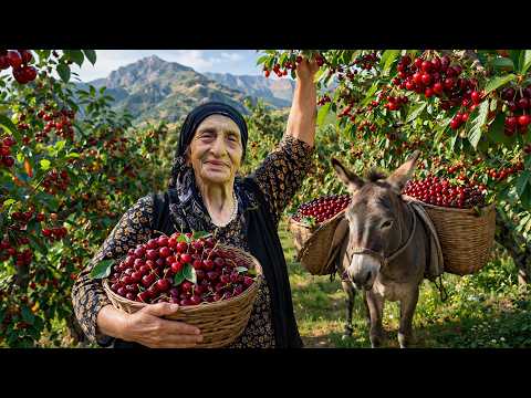 94-Year-Old Grandma’s Cherry Harvest – Her Daughters Turn Fresh Cherries into Amazing Jam & Compote!