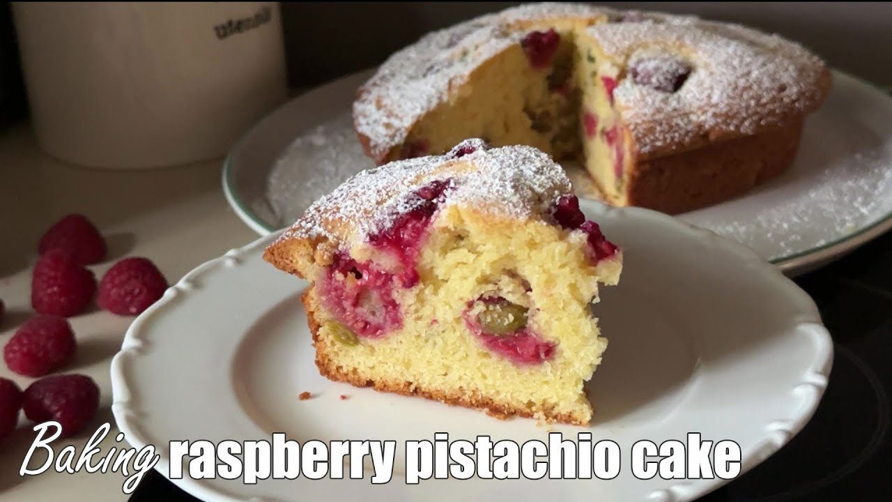 Baking Raspberry Pistachio Yoghurt Cake - YouTube