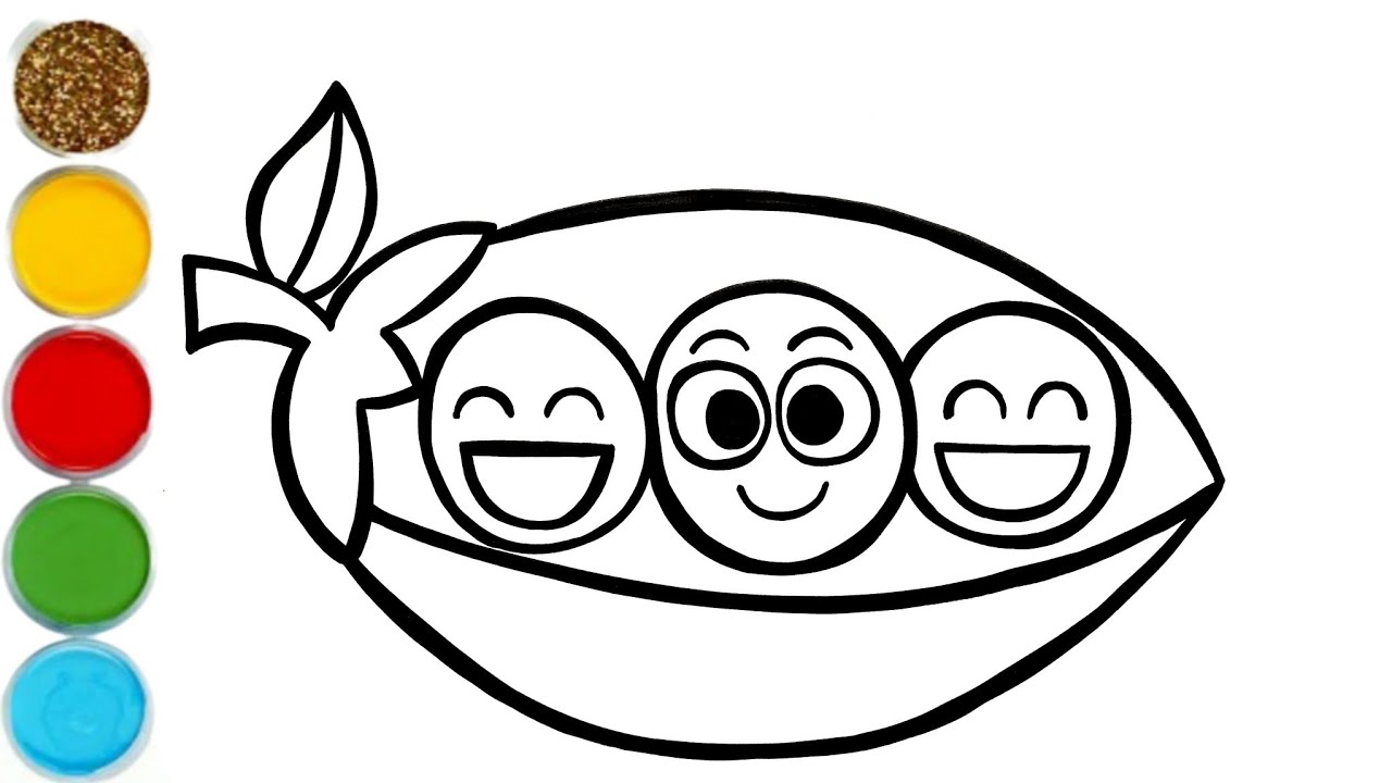How to Draw Peas Vegetable for Kids and Toddlers! | Peas Drawing for ...