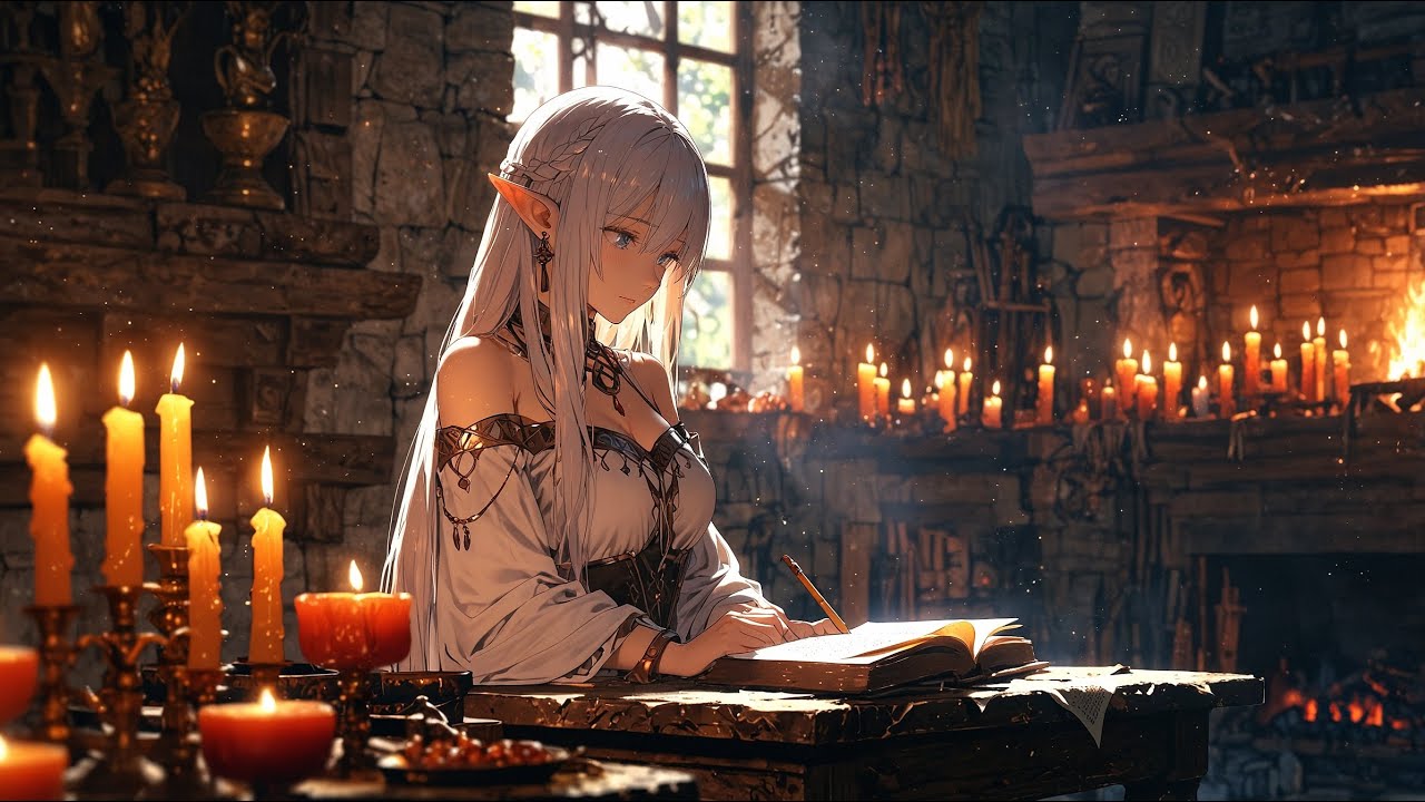🕯️Whispering Tomes | Elven Study Ambience | Peaceful & Magical Fantasy ...