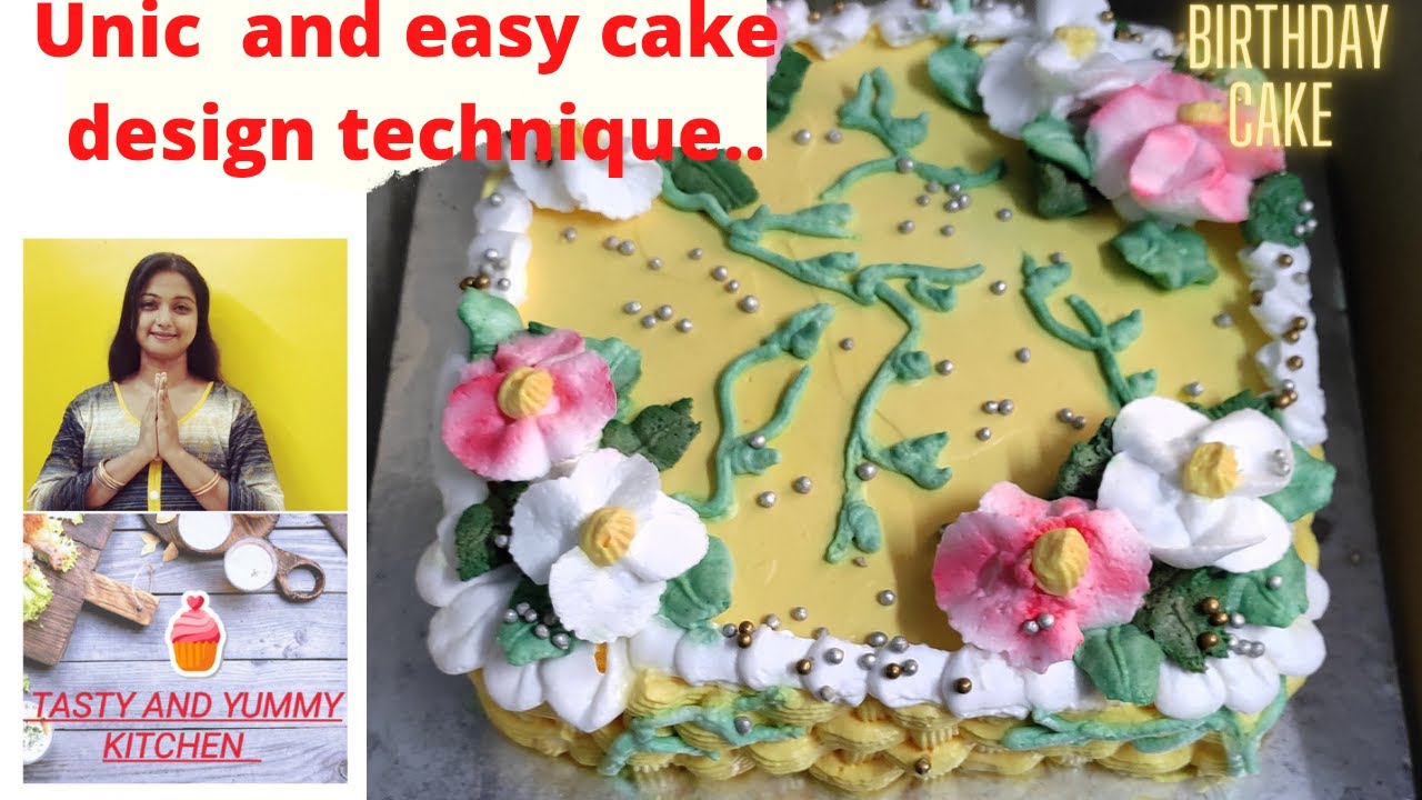 Unic and easy cake design technique.. Birthday square cake.#cakedesign ...