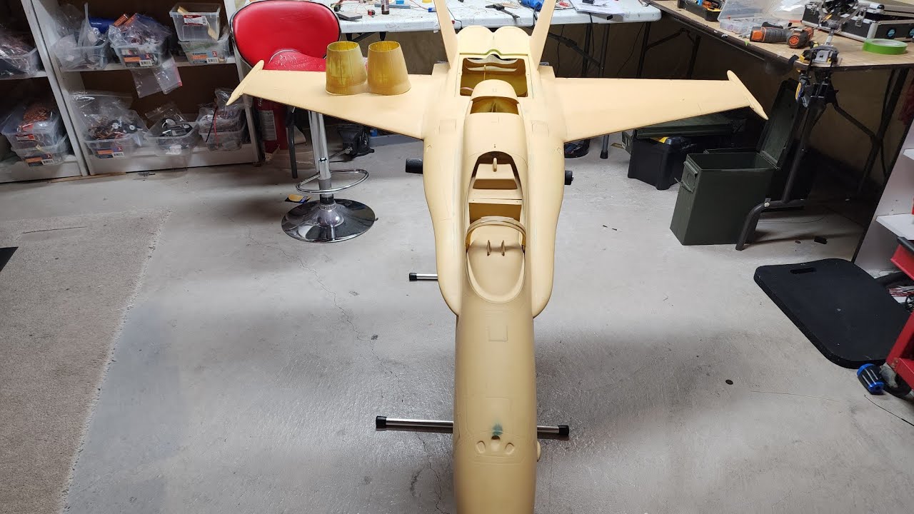 Yellow Aircraft F-18 single seat 120 mm EDF conversion 1/9 scale winter ...