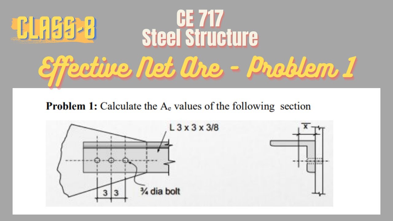 Problem -1 | Effective Net Area Math | Class-8 | Steel Structure ...