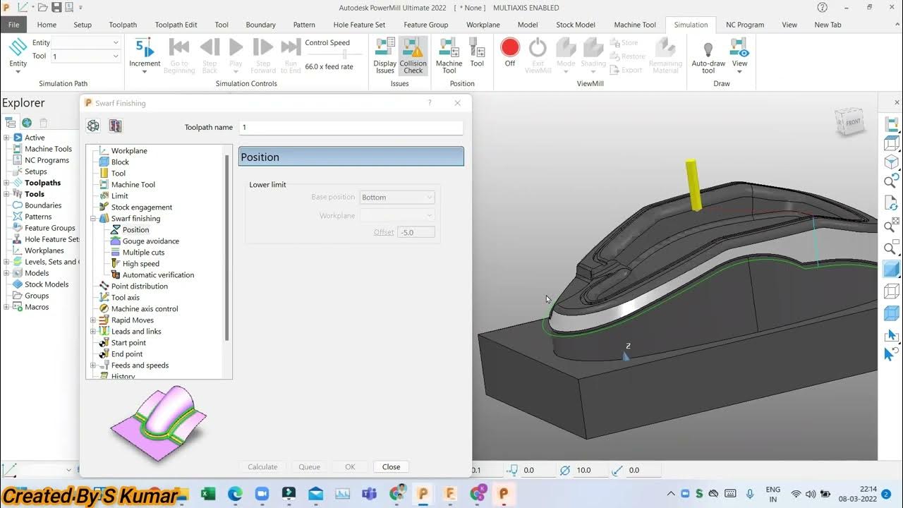 Powermill Swarf Finishing Toolpath Explain For Tamil - YouTube
