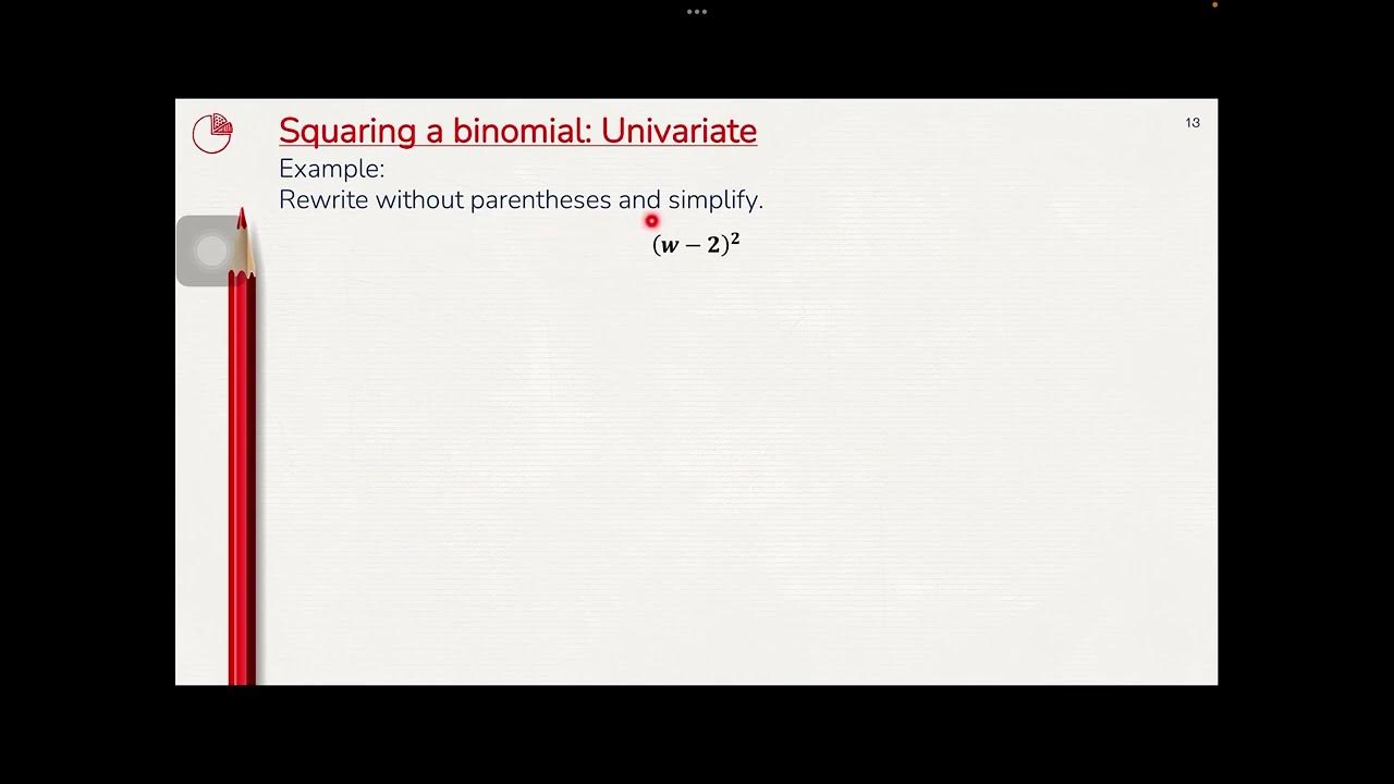 01 Squaring a binomial Univariate FOIL - YouTube
