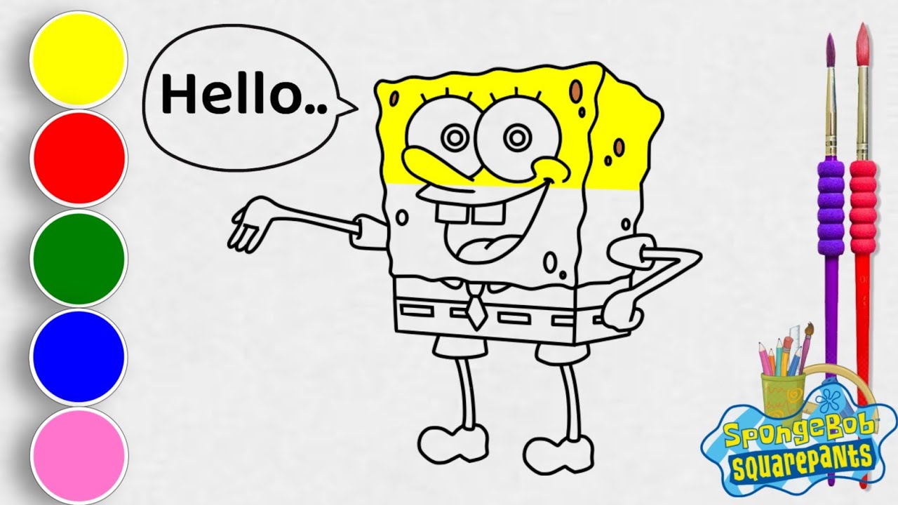 Menggambar Spongebob Squarepants Ngomong Hello | Menggambar dan ...