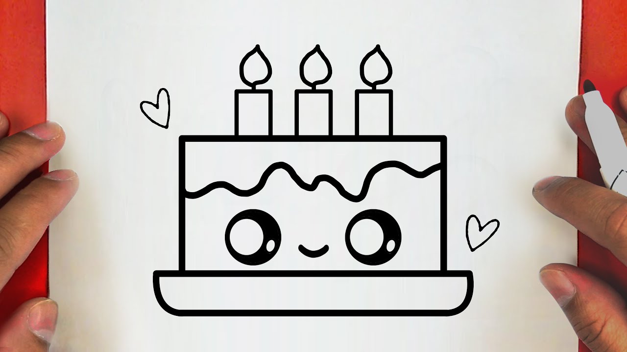 HOW TO DRAW A CUTE BIRTHDAY CAKE ,STEP BY STEP, DRAW Cute things - YouTube