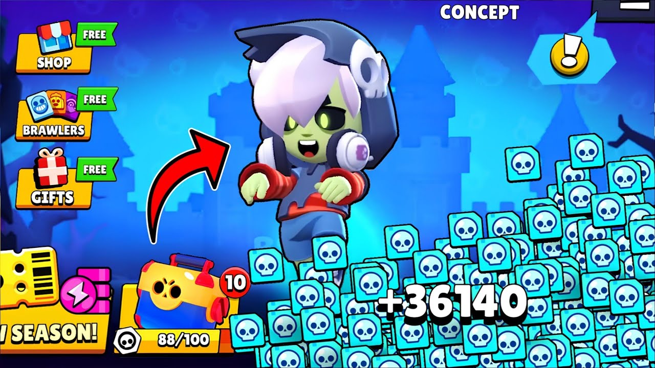 👻Complete 36,140 CREDITS QUEST!! 🎁|Brawl Stars Free Gifts🍀|Concept ...