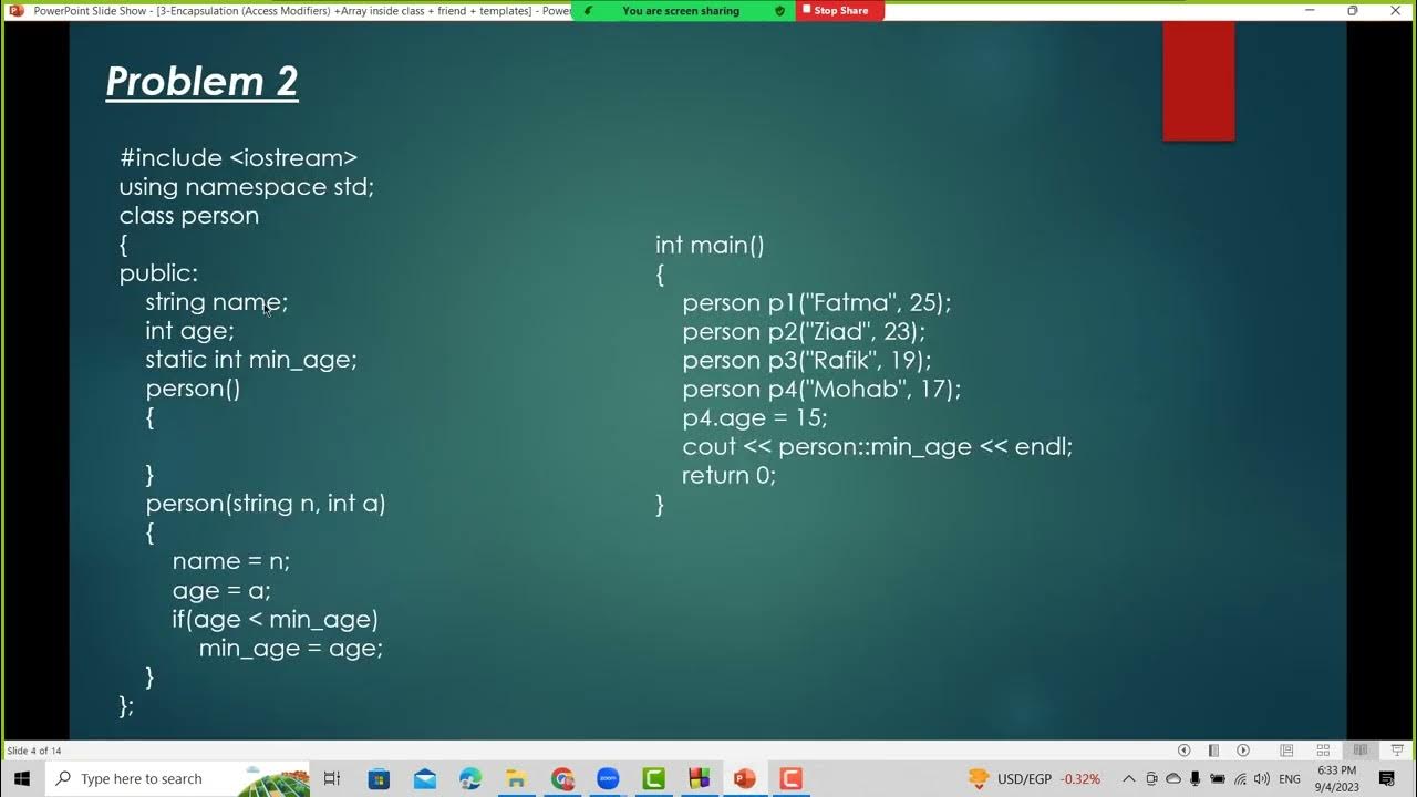 Encapsulation Access Modifiers Array Inside Class Friend Templates Youtube