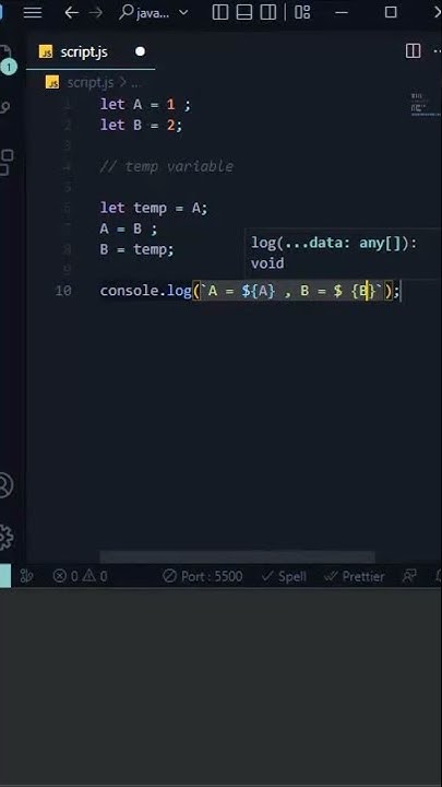 swapping variables using array destructuring | Es6 javascript - YouTube