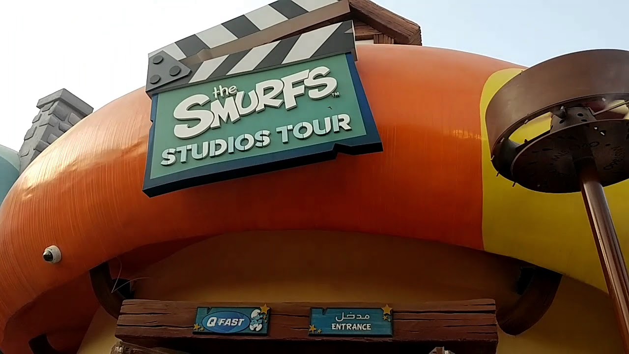 Motiongate Dubai, Smurfs Studio Tour, Complete ride POV, Smurfs Village ...