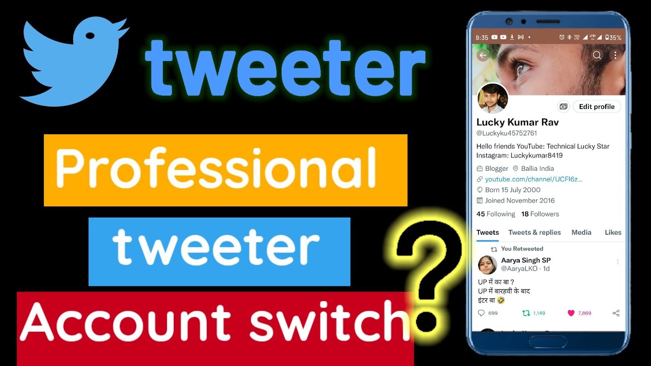 Tweeter professional account switch kaise kare.How to switch normal to ...
