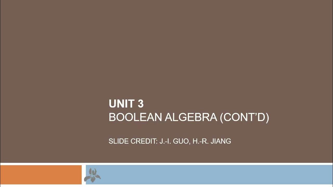Lecture 3 Boolean algebra (conti) - YouTube