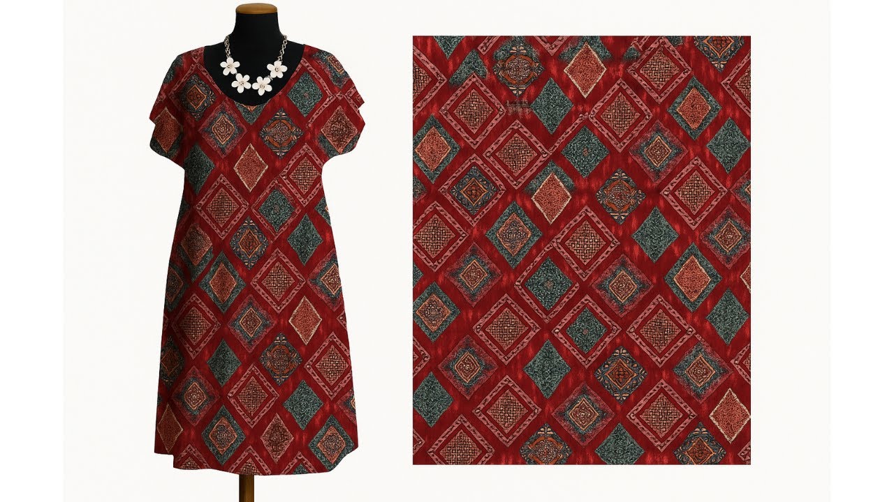 ️ Only 1.1 Meter A-line dress without a pattern is easy 💃 Cut & Sew in ...
