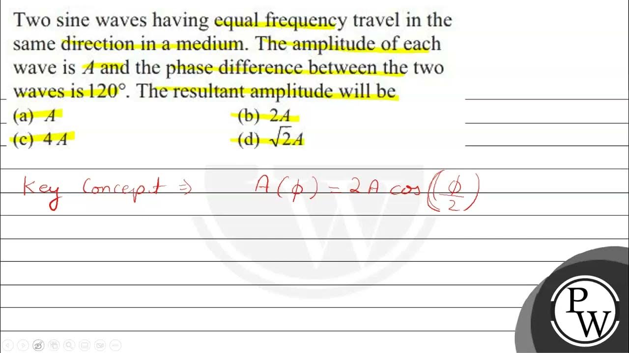 Two sine waves having equal frequency travel in the same direction in a ...