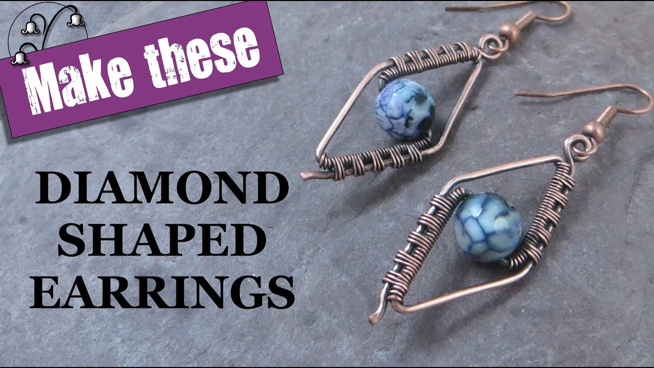 Wire Wrapped Earrings - Diamond Shape - YouTube