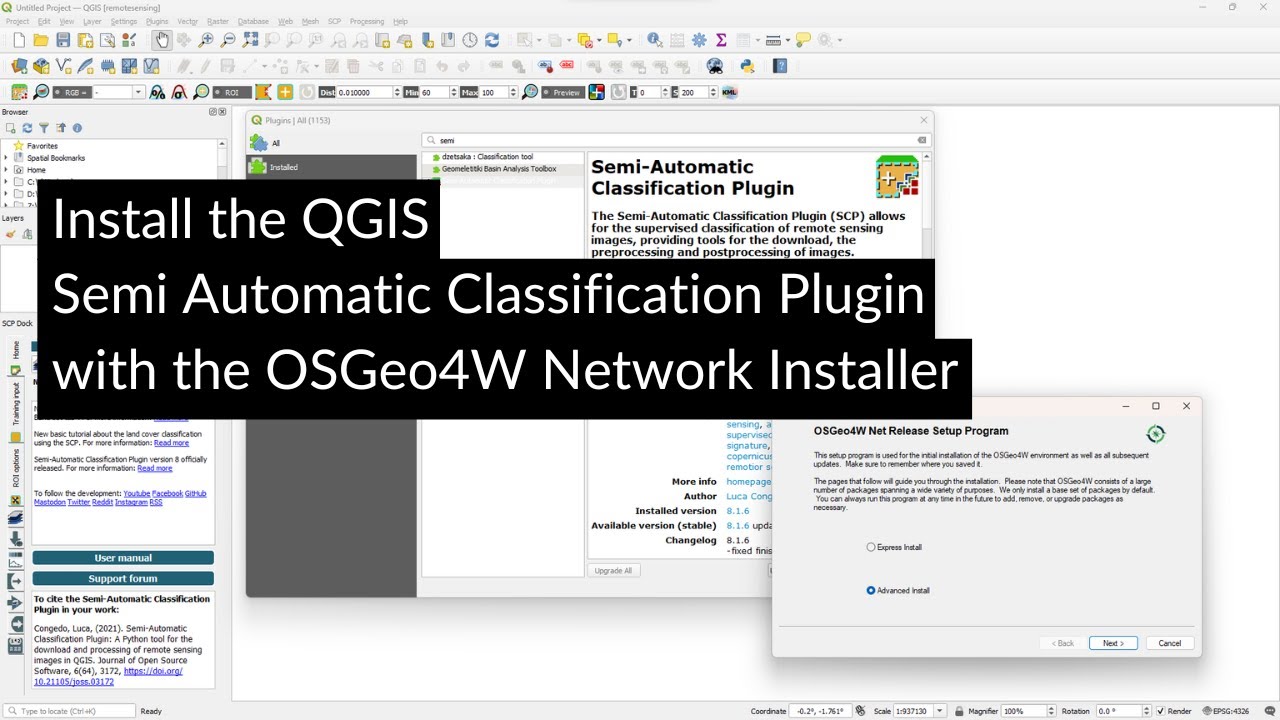 Install The Qgis Semi Automatic Classification Plugin With The Osgeo4w Network Installer Youtube