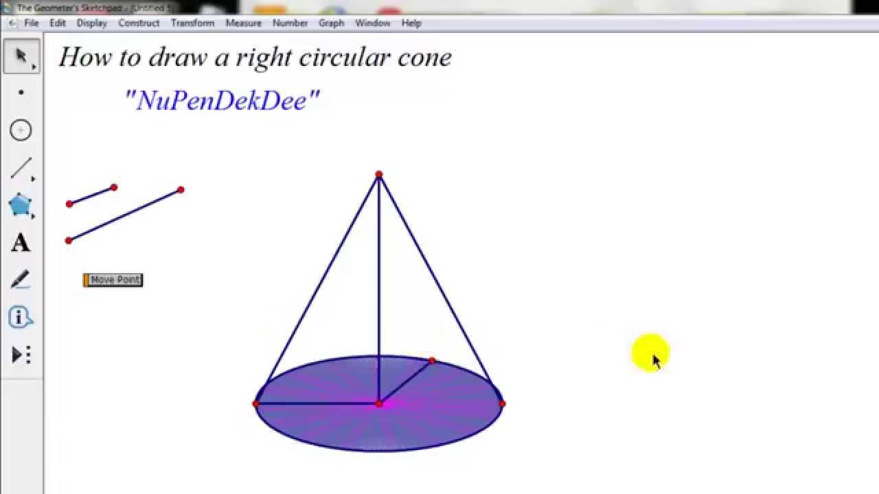 How to draw a right circular cone in GSP5 - YouTube