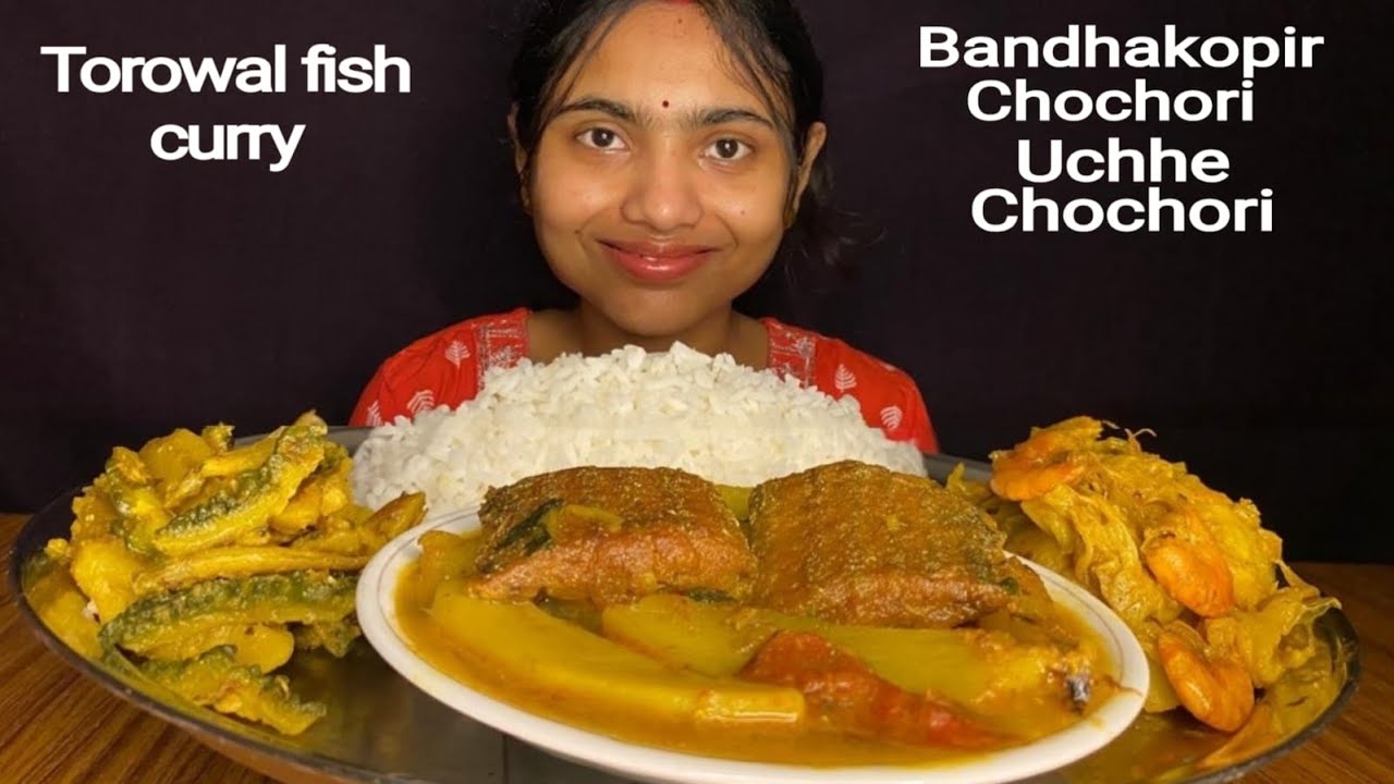 EATING SHOW,RICE,TOROWAL FISH CURRY/SITAPATI MACHERJOL BANDHA KOPIR ...