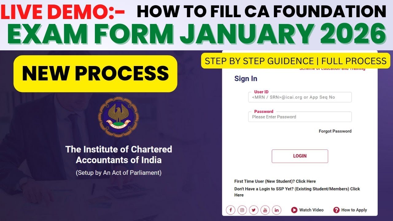 Live Demo :- How to Fill CA Foundation January 2026 Exam Form | CA ...
