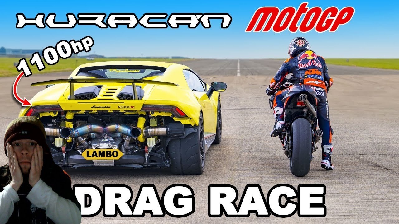 1100hp Lambo Huracan v Red Bull MotoGP Bike: DRAG RACE - YouTube