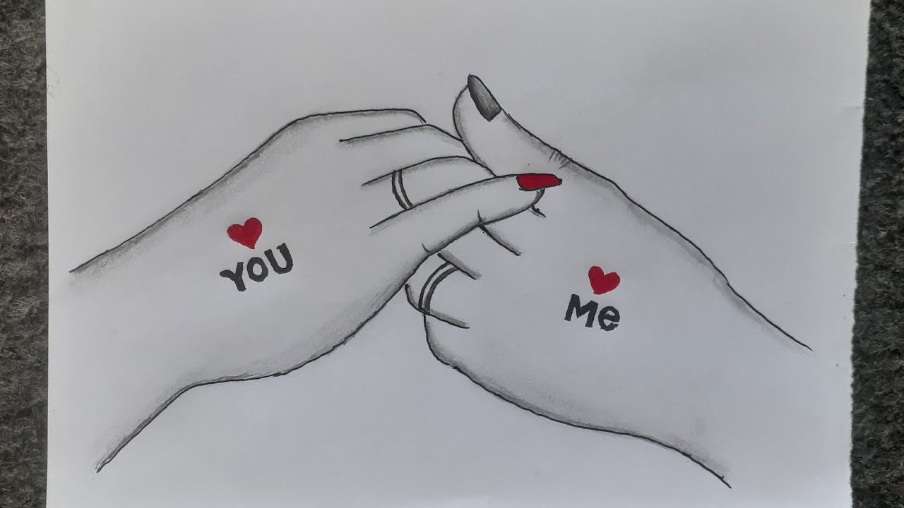 Romantic couple holding hands drawing || Valentine day drawing || Easy ...
