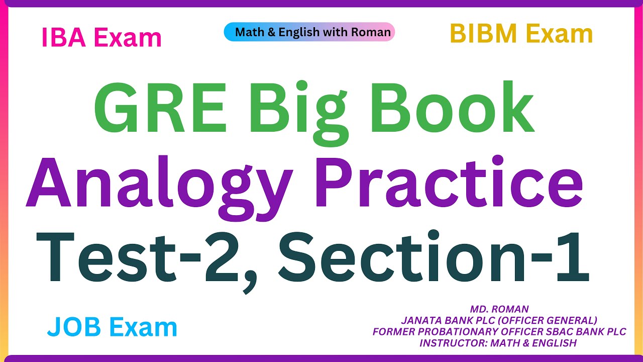 Analogy Practice from GRE Big Book Test 2 Section 1 - YouTube
