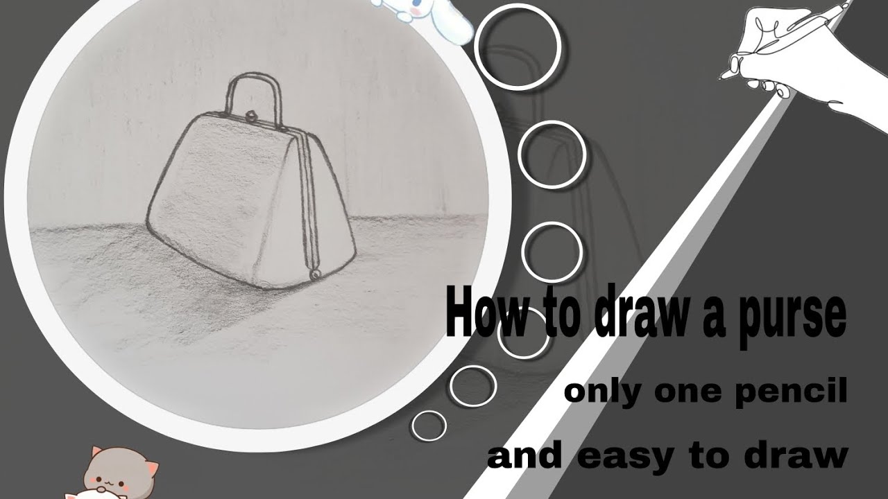 how to draw a purse.only used one pencil - YouTube