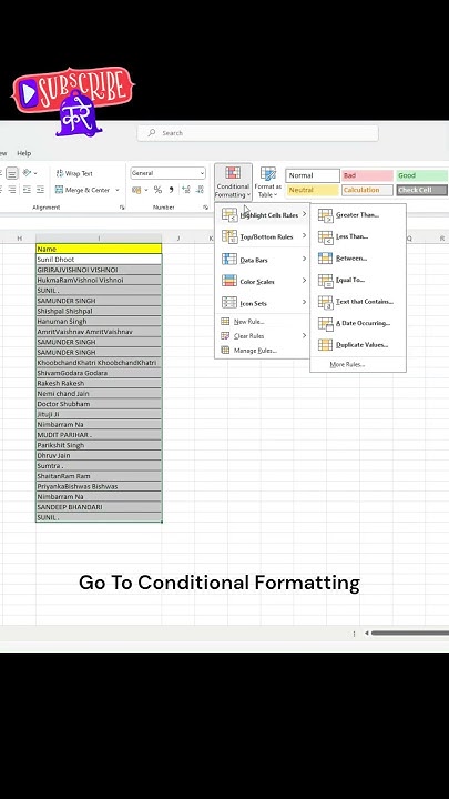 Basic Conditional Formatting For Duplicate Values #conditionalFormatting #DuplicateValues #excel ...