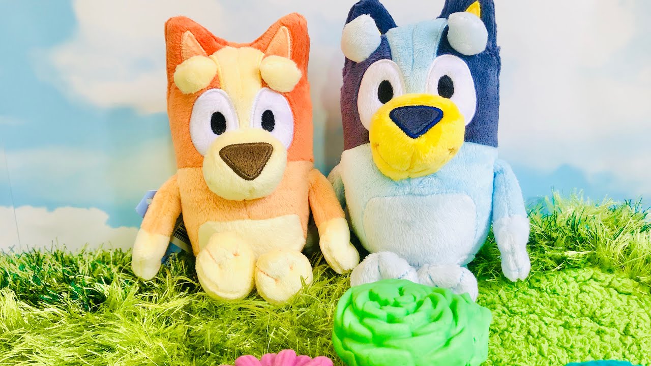 BLUEY and BINGO Soft Toys Play Scented Dough Garden Playset - YouTube