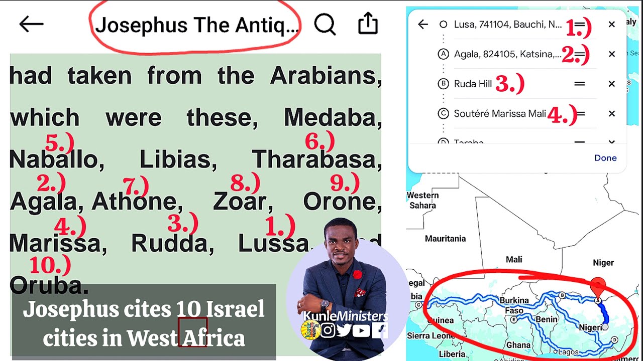 Kunle Ministers World History how Josephus shows 10 Israel Locations in West Africa. - YouTube