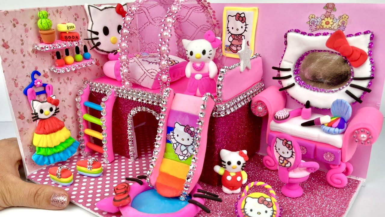 How To Make Cutest Hello Kitty Miniature House from Polymer Clay and ...