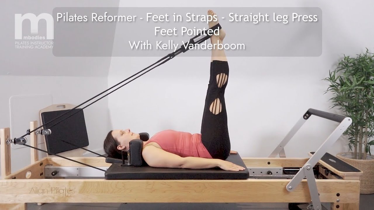 Pilates Reformer Exercise - Feet in Straps - Straight Leg Press - Feet ...