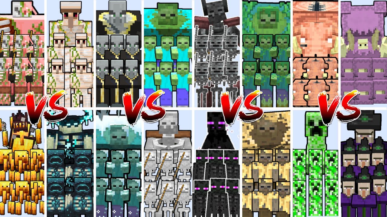20 NORMAL MOBS AND ITS MUTANT MONSTER TOURNAMENT | Minecraft Mob Battle ...