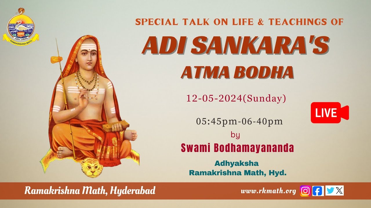 Watch Weekly class on Adi Shankara's ATMA BODHA & Life and Teaching of ...