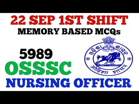 🔴 22 SEP 1ST SHIFT MEMORY BASED MCQS OF 5989 OSSSC NURSING OFFICER EXAM-26