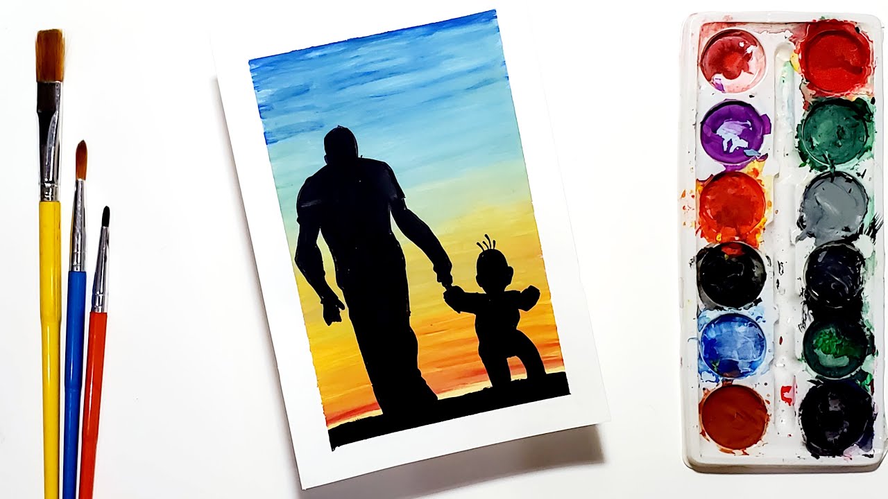 How To Draw father and son easy step by step || father and son holding ...