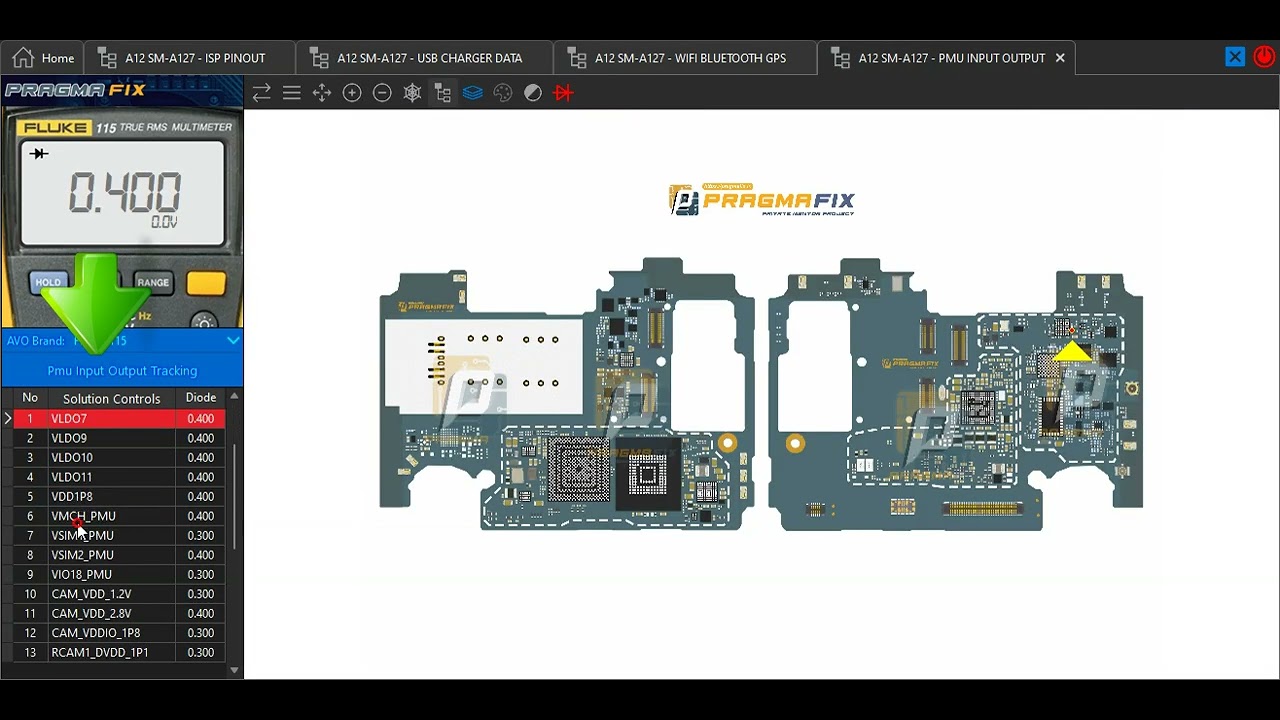 Samsung A12 Sm A127 Usb Charging Isp Pinout Pmu Input Output And Wifi Bluetooth Gps Youtube 0134