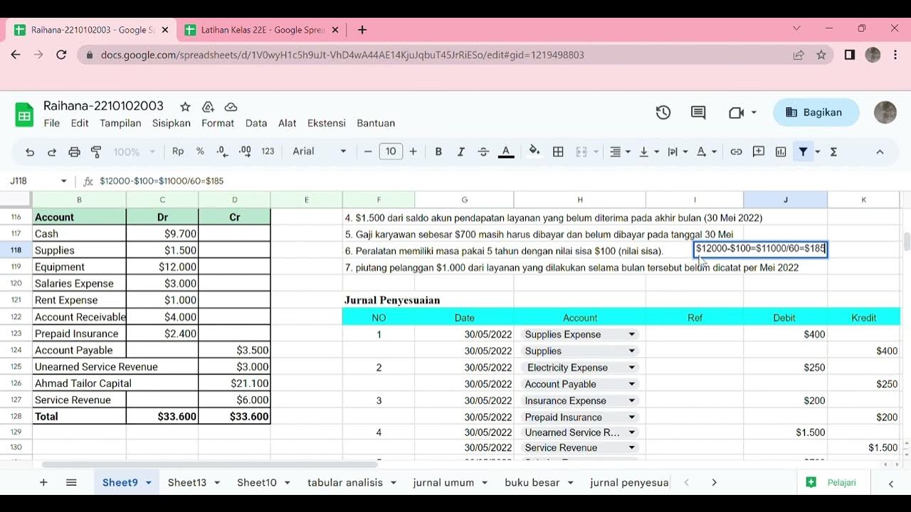 Mengerjakan soal Akuntansi di Excel (Spreadsheets) Part II - YouTube