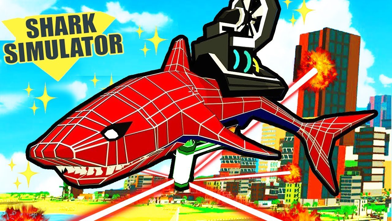 EL TIBURON SPIDER-MAN DISPARA RAYOS LASER | SHARK SIMULATOR - YouTube