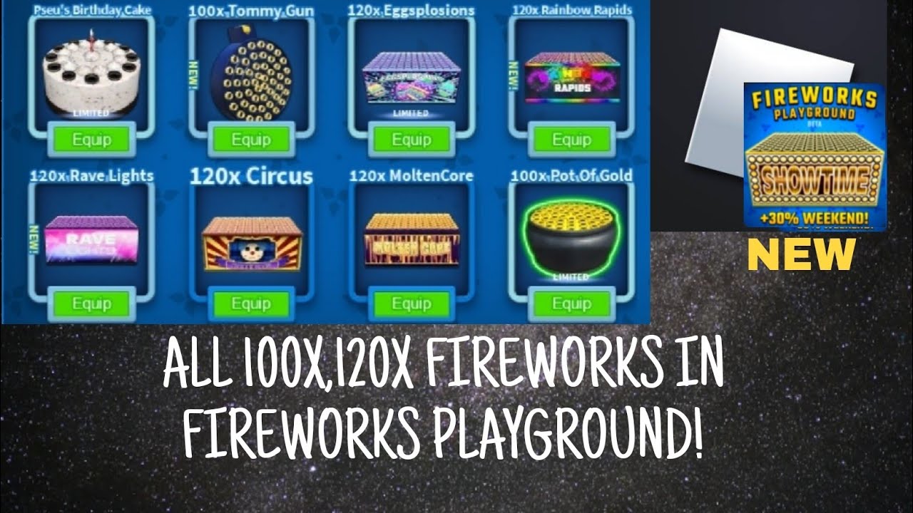 ALL 100X,120X Fireworks in Fireworks Playground! | Roblox - YouTube