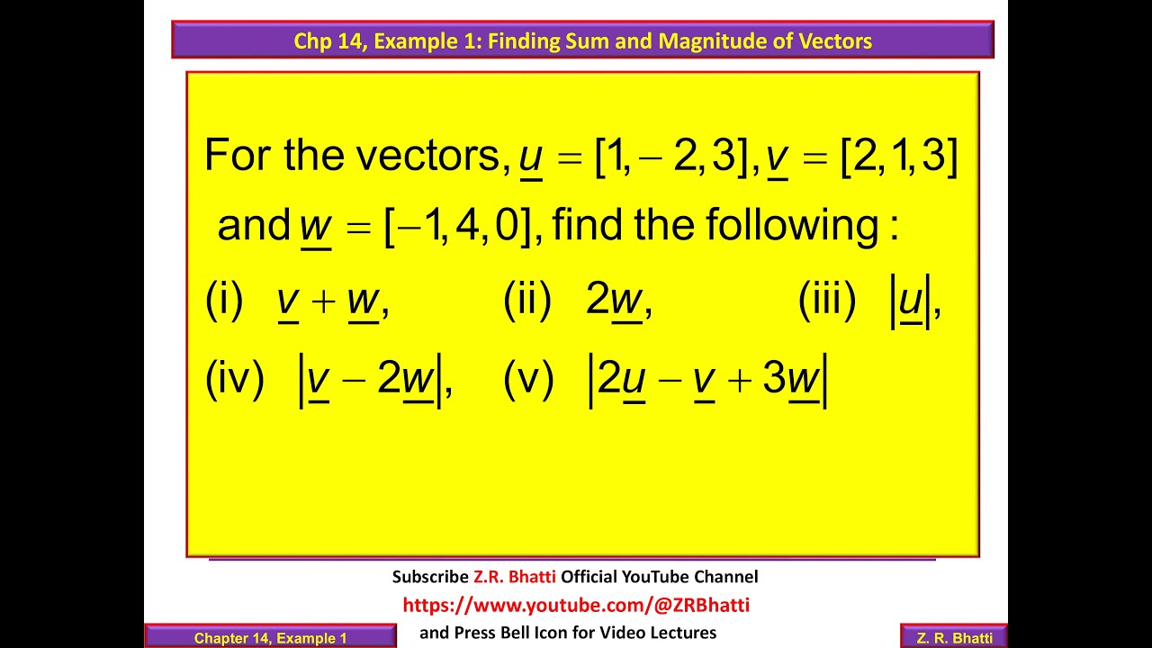 Chp 14, Example 1 Finding Sum and Magnitude of Vectors - YouTube