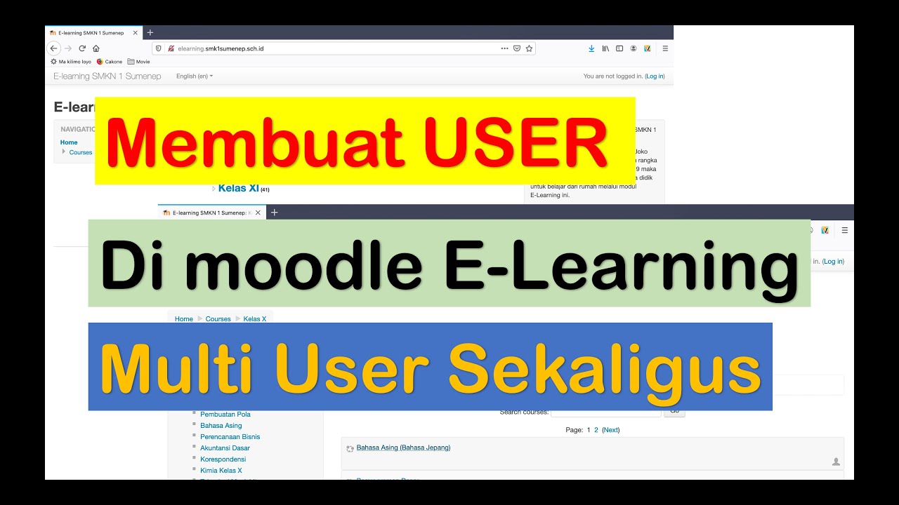 Membuat Multi User sekaligus (ratusan) di Moodle E-learning - YouTube