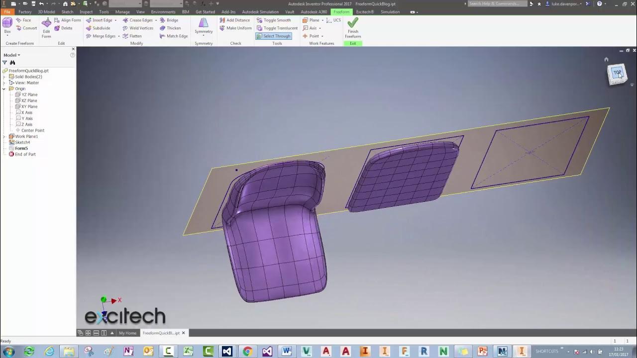 Autodesk Inventor 2017 - Freeform Modelling - Quick Tips - YouTube