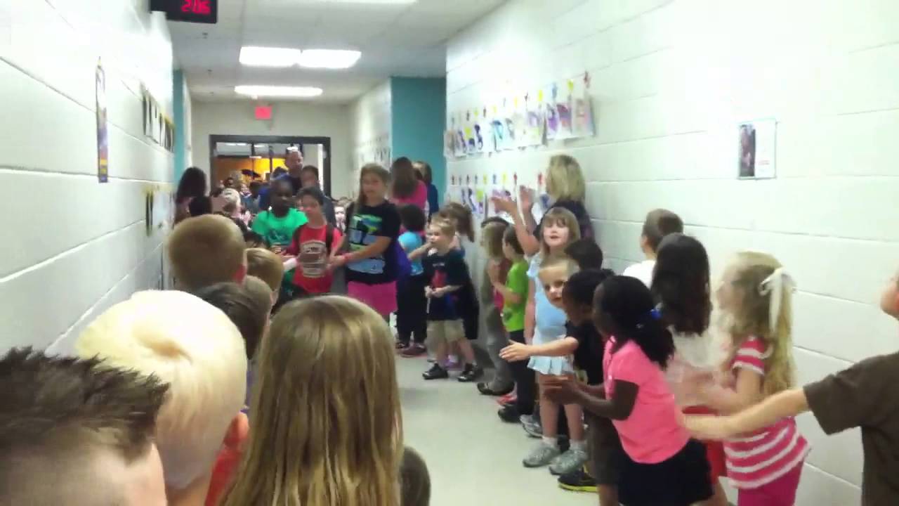 5th grade celebratory walk in the halls - YouTube