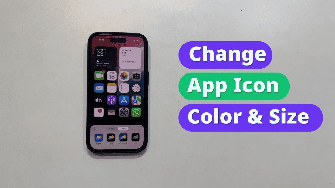 How to customise home screen App icon color and size on iPhone(iOS 18 ...