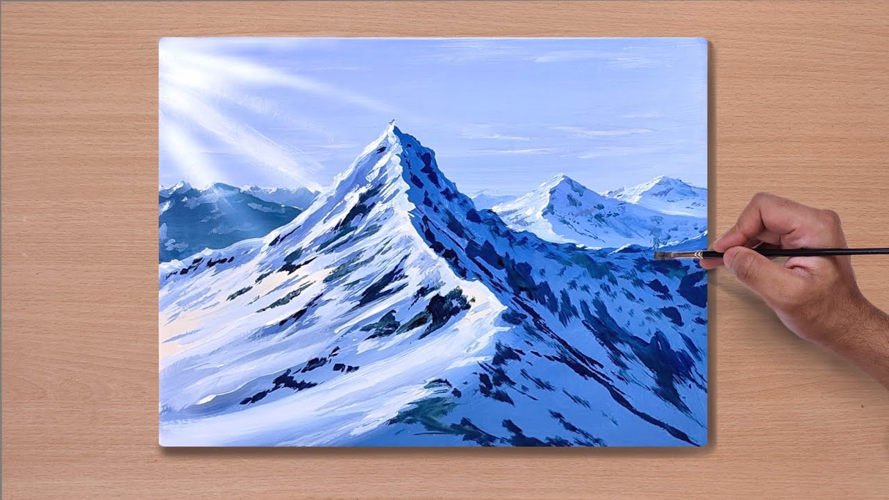Snowy Mountain / Acrylic Painting for Beginners / STEP by STEP #4 - YouTube