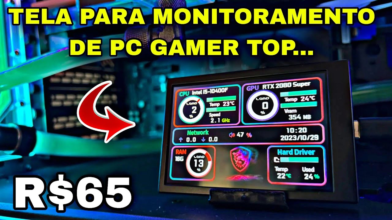 TELA PARA MONITORAMENTO DE PC GAMER, GPU, CPU, RAM, TEMPERATURA! TELA ...