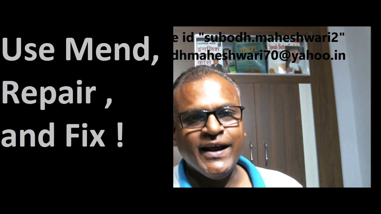 How To Use Mend,Repair , and Fix ! Online English Grammar By Indian ...