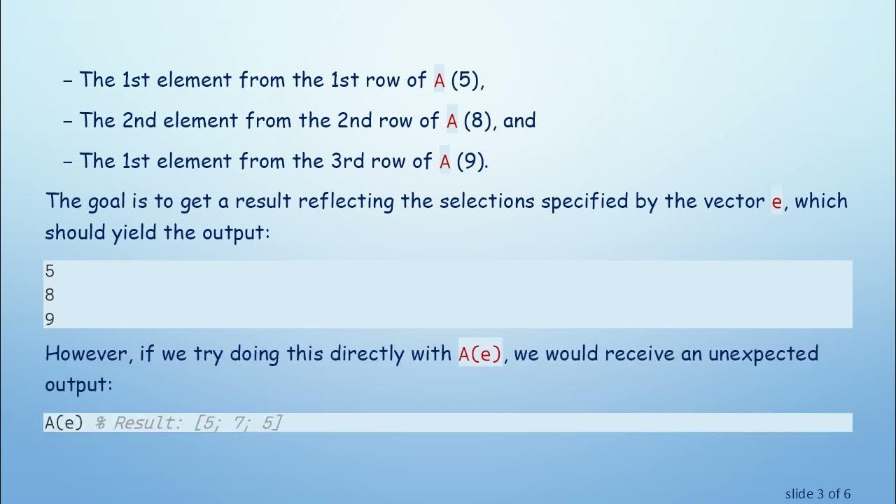 Efficiently Extract Sub-vectors from a Matrix in MATLAB Using Column ...